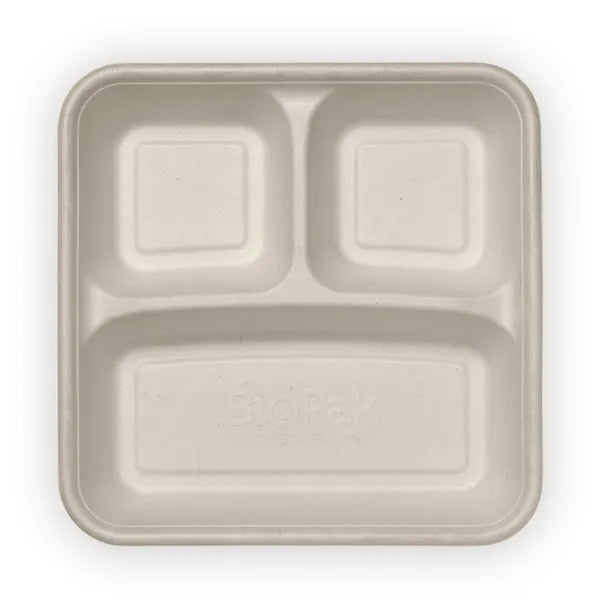 Biopak 3-Compartment Large Natural Plant Fibre Takeaway Base B-LB-3C-N ...