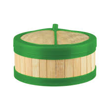 (Set of 6) 15cm / 6" GREEN PLASTIC RIM BAMBOO STEAMER DIM SIM SIZE 6 B ...