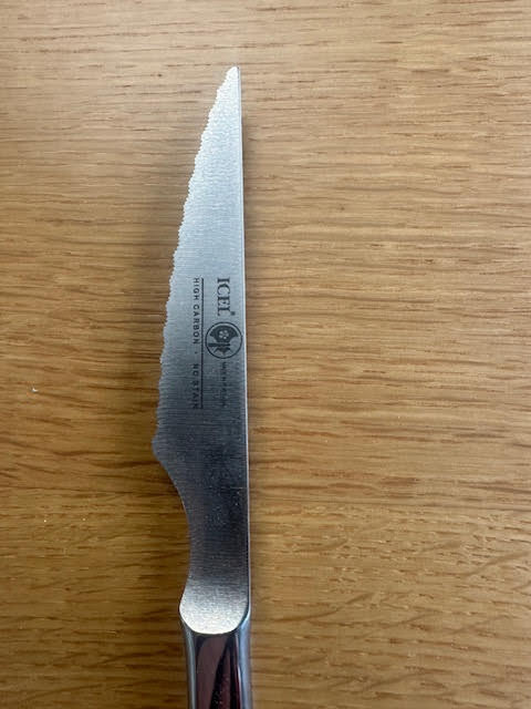 Steak Knife High Carbon Steel Icel 215mm Solid Handle Pointed Tip 209 ...