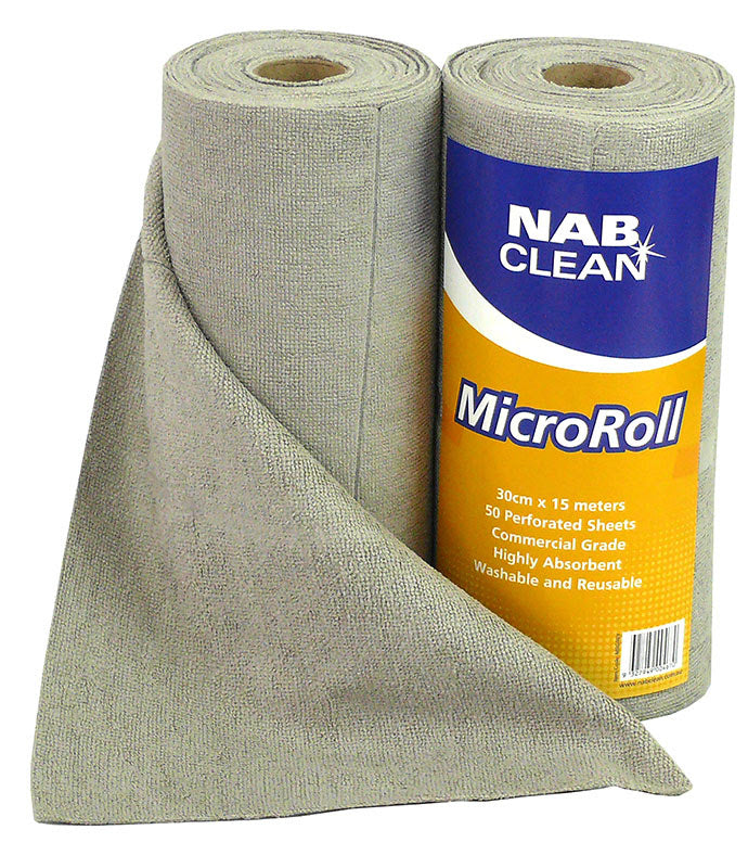 (Box of 6 Rolls) Microroll Grey Microfibre 15 Meter Roll 30x30xcm Shee ...