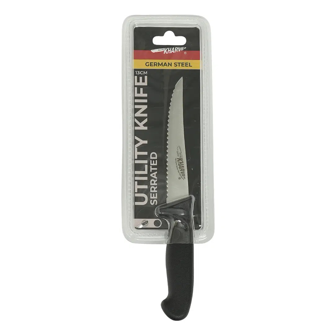 Utility Knife 13cm Serrated Blade Stainless Steel With Black Handle 48 ...